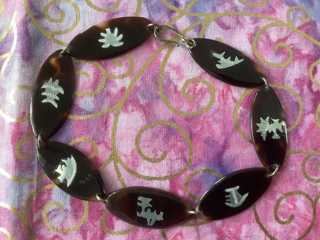 Turtle Shell Antique FIJI Pacific South Seas Souvenir Bracelet With ...