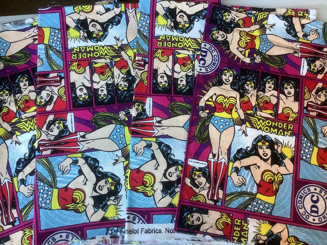 FAT Quarter Bundle - 4 Fabrics - Beautiful Wonder Woman Licensed Prints ...