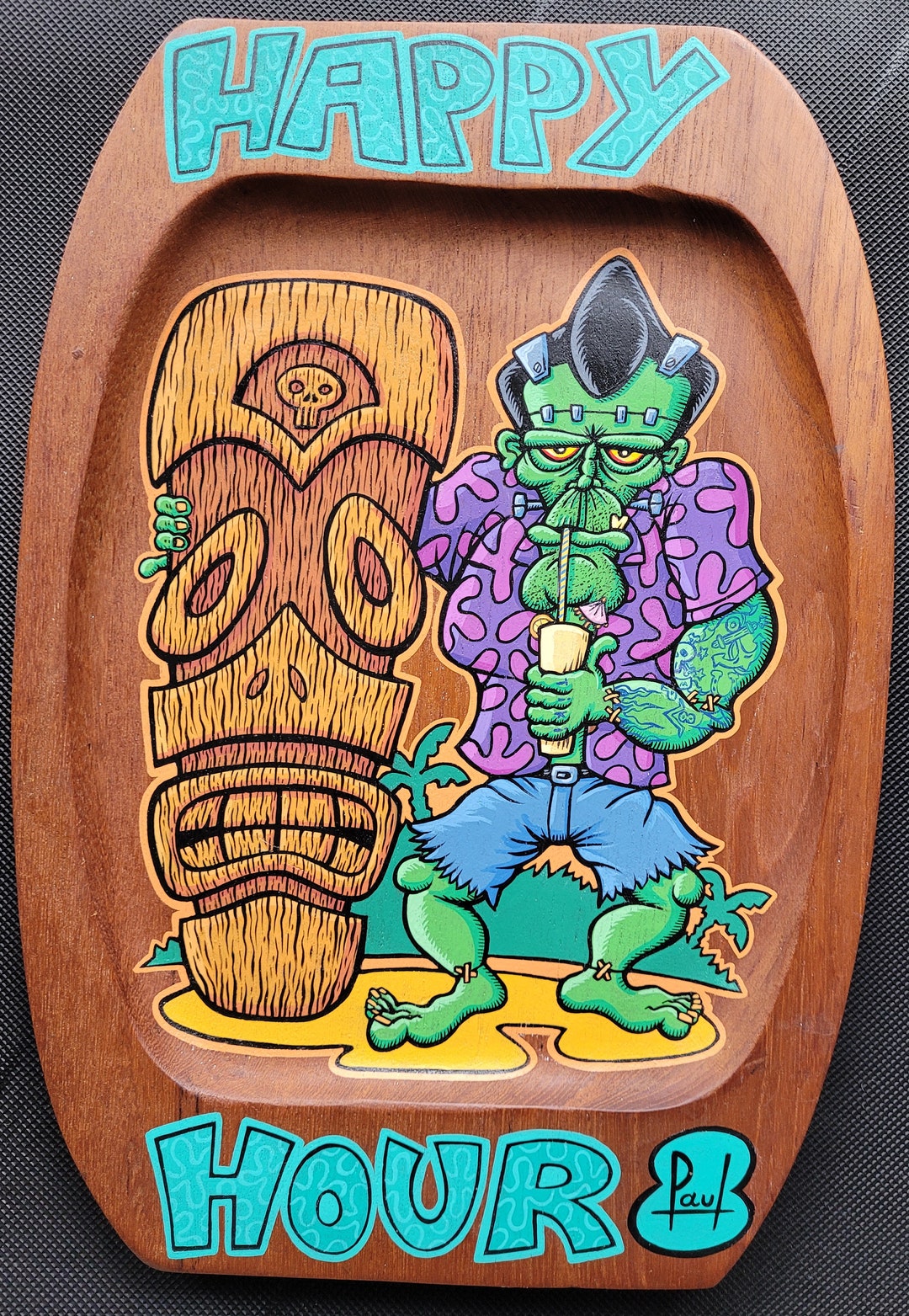 Happy Hour Hand Painted on Vintage Teak Tray 26x37cm - Etsy