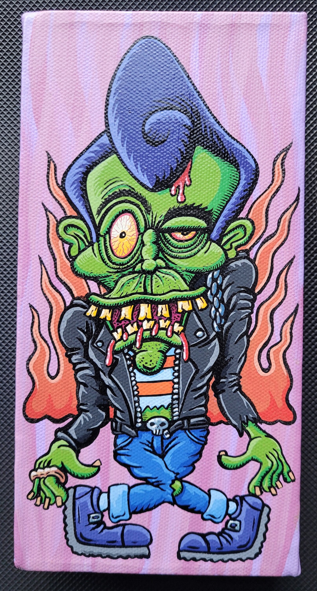 Rockin' Zombie Dude Hand Painted Original Art on Box Canvas 10x20cm - Etsy