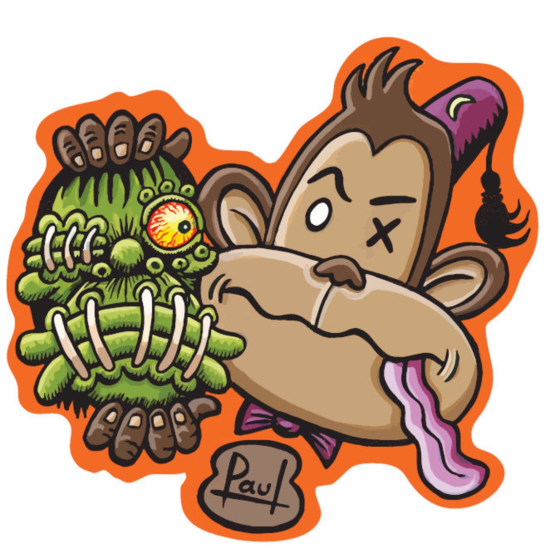 Conjunto de tres pegatinas de vinilo Mono Naranja / Tiki & Mono / Mono ...