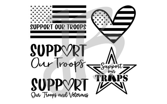 Support Our Troops Digital Design Pack Flag Star Heart for - Etsy