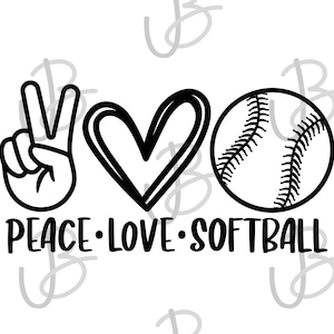 Peace Love Softball Digital Design Instant Download SVG PNG - Etsy