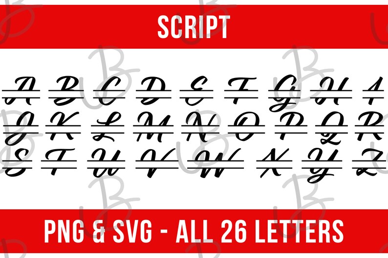 Split Monogram Alphabet Font Bundle Serif Varsity Script SVG PNG ...