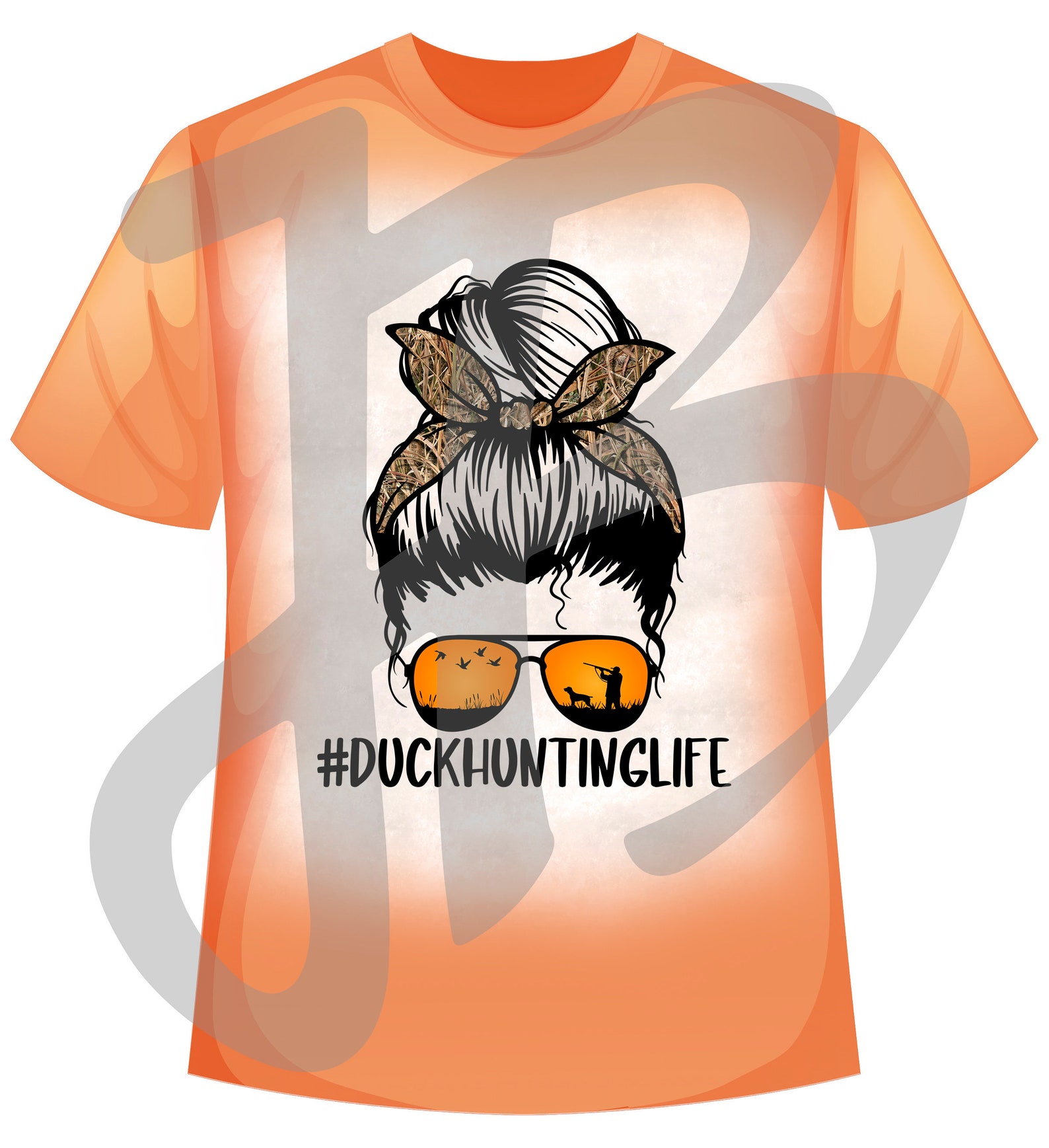 Duck Hunting Life Messy Bun Camo Digital Design Instant - Etsy