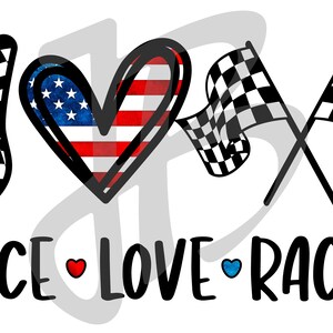 Peace Love Racing With American Flag Digital Design SVG PNG - Etsy