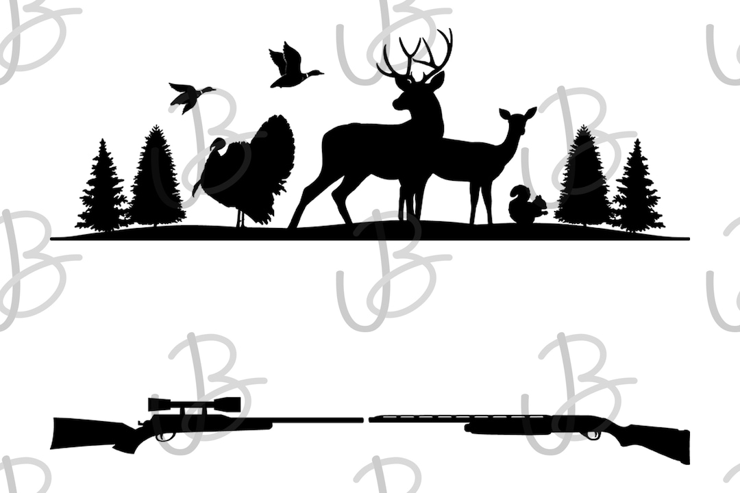 Deer Outdoor Text Frame Gun Digital Design - Etsy