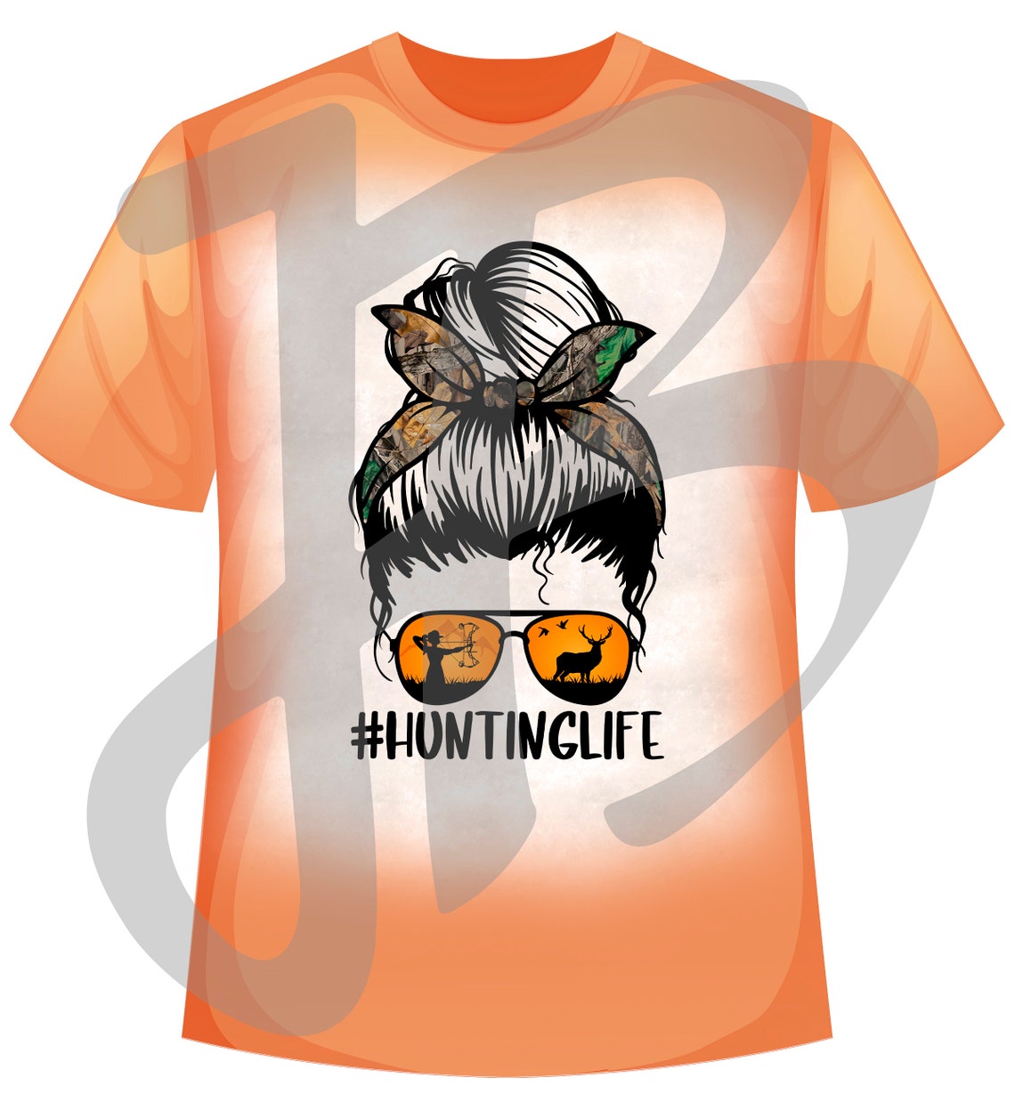 Hunting Life Messy Bun Deer Women Bow Duck Camo Digital Design - Etsy