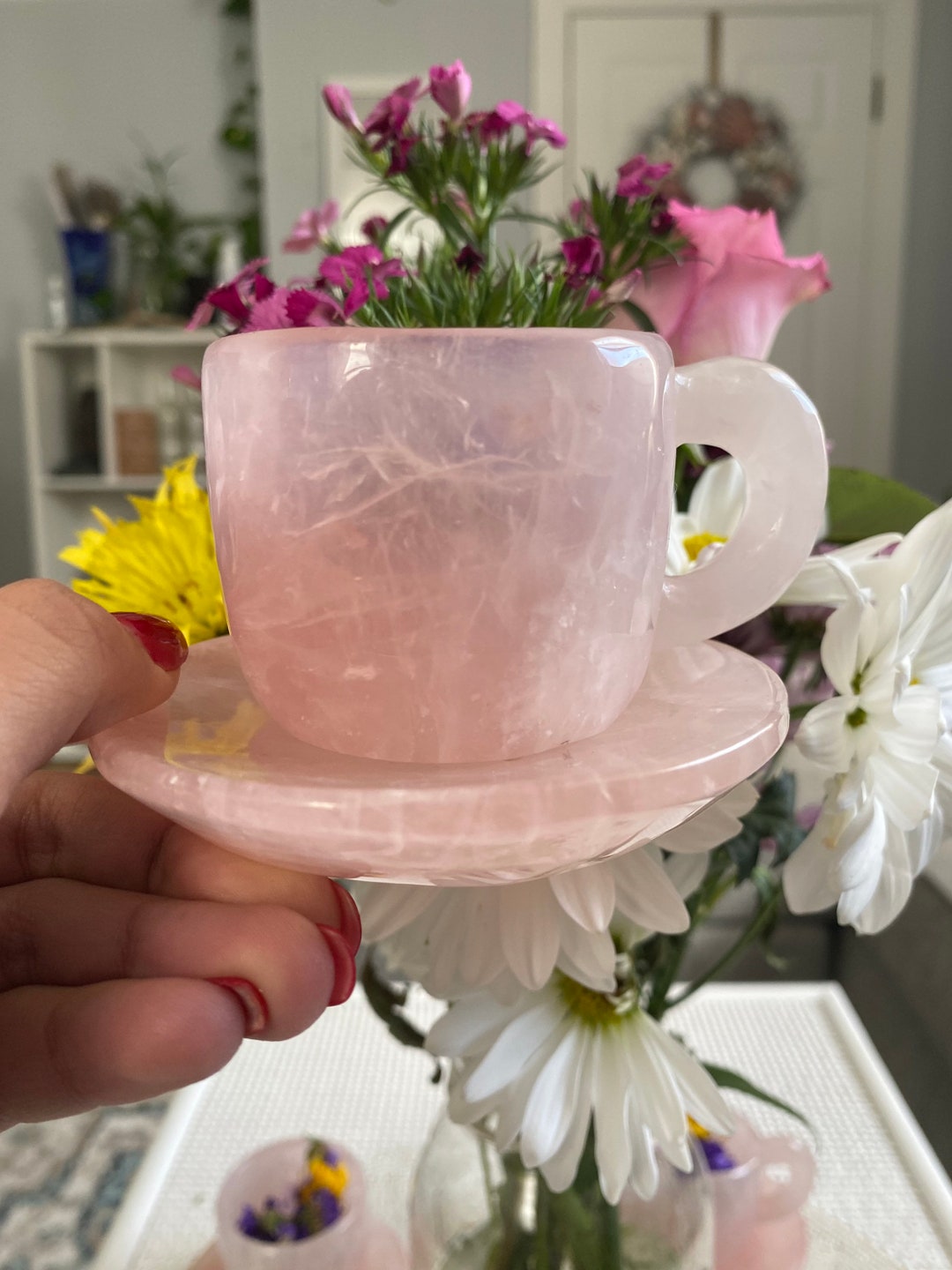 Rose Quartz / Rose Quartz Tea Cups / Rose Quartz Cups / Rose Quartz ...