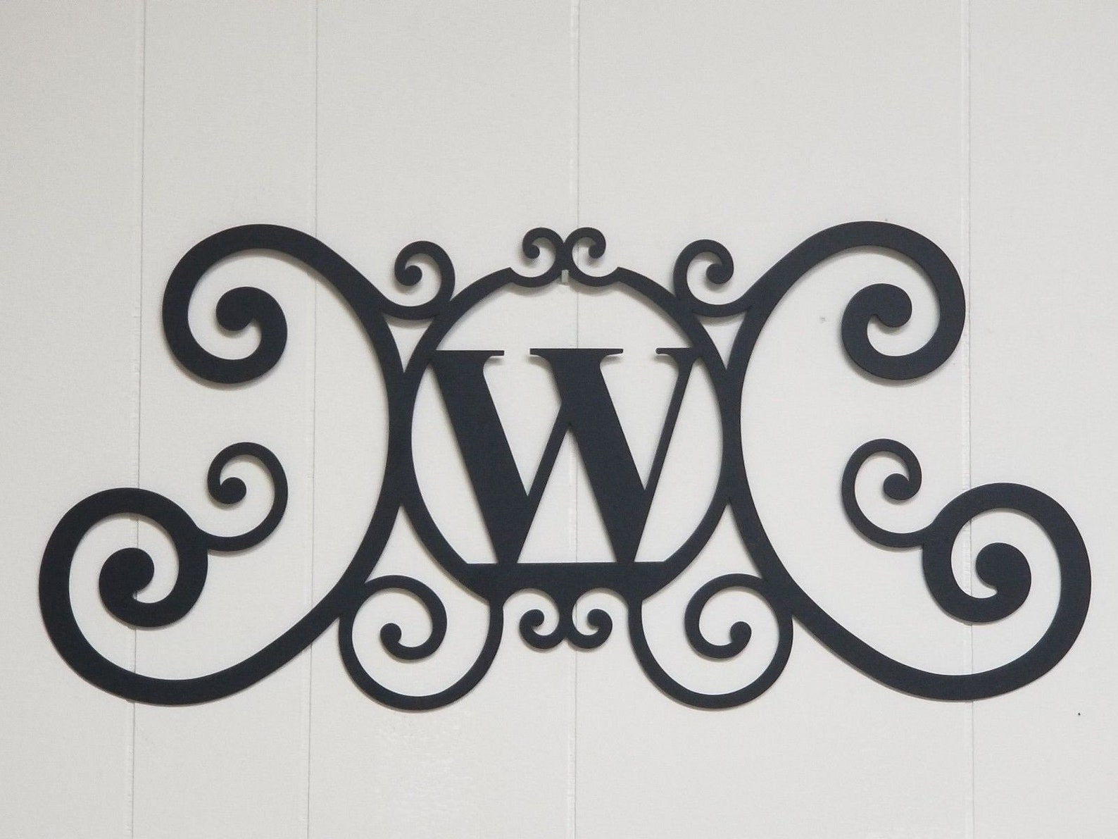 Monogram Initial Letter Wrought Iron Metal Scrolled Door Wall - Etsy