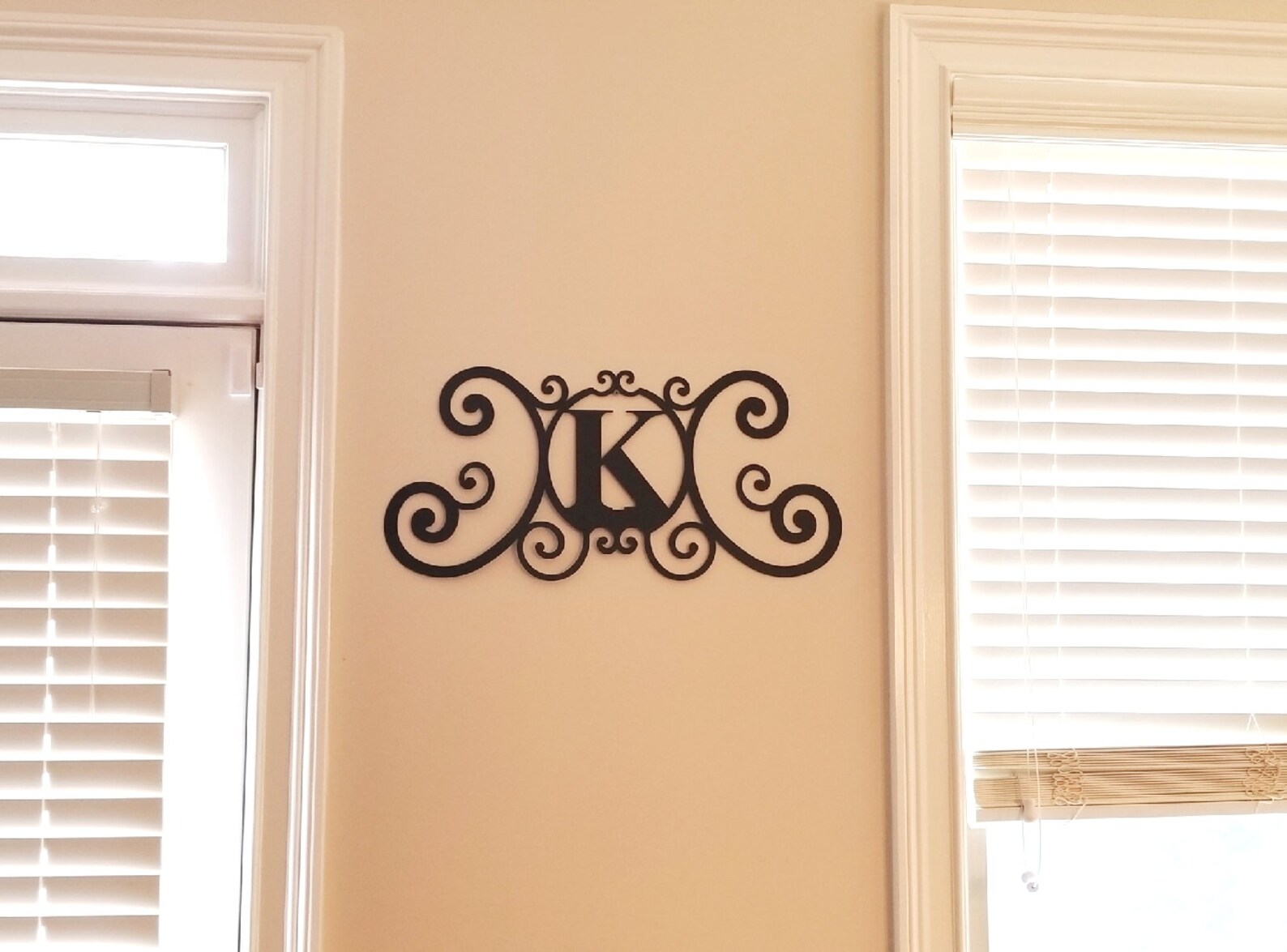 Monogram Initial Letter Wrought Iron Metal Scrolled Door Wall - Etsy