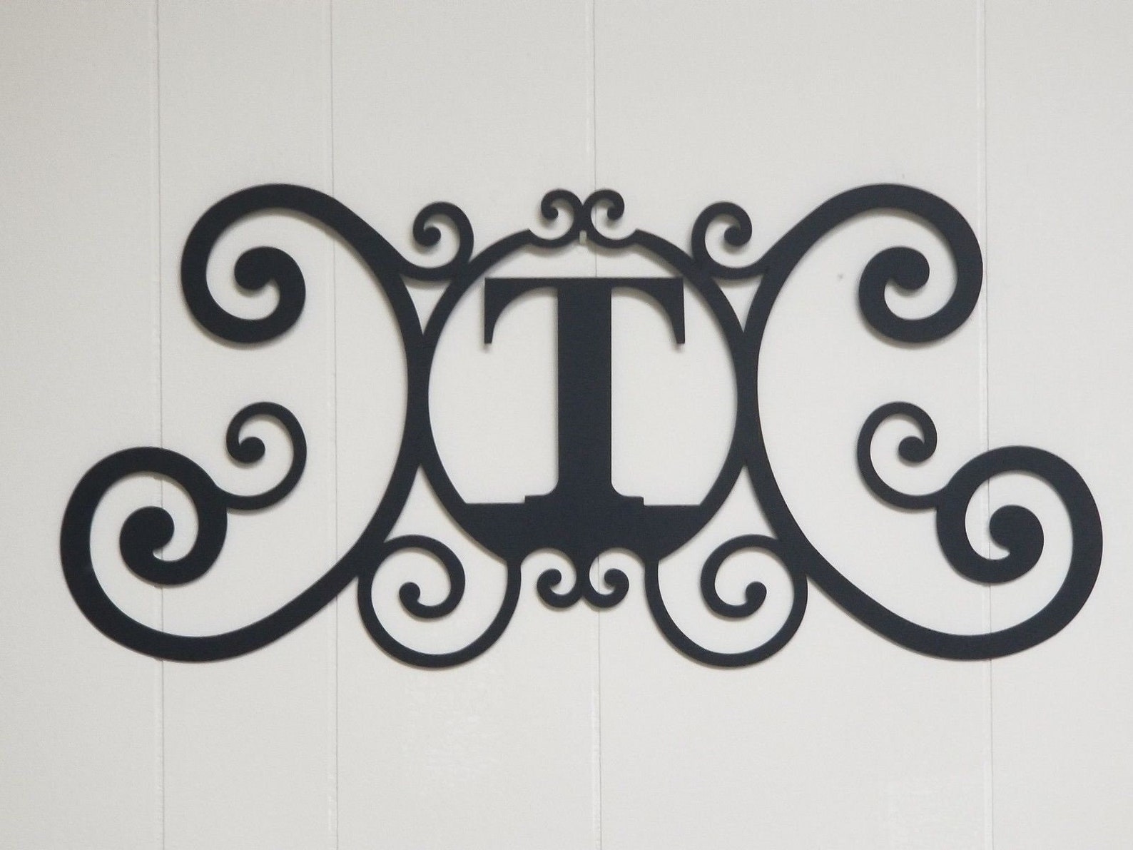 Monogram Initial Letter Wrought Iron Metal Scrolled Door Wall - Etsy