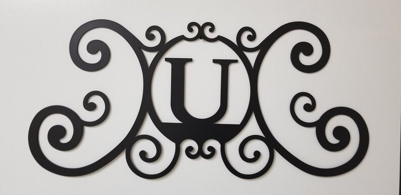 Monogram Initial Letter Wrought Iron Metal Scrolled Door Wall - Etsy