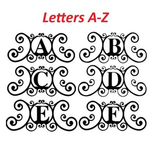 Monogram Initial Letter Wrought Iron Metal Scrolled Door Wall - Etsy