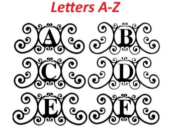 Monogram Initial Letter Wrought Iron Metal Scrolled Door Wall | Etsy