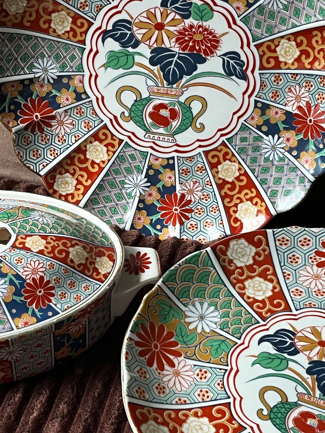 Vintage Arita Imari Fan Fine Porcelainjapan Round Platcake - Etsy