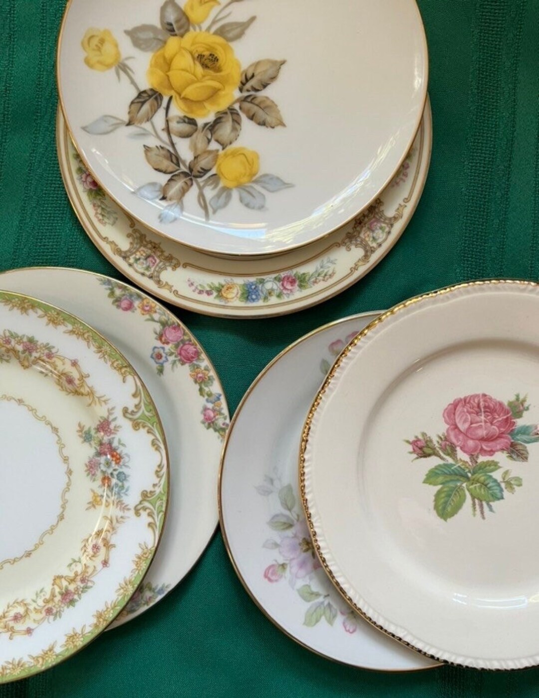 Pretty Vintage China, Mismatch Set 6 Small Plates, Unique Set for Gift ...