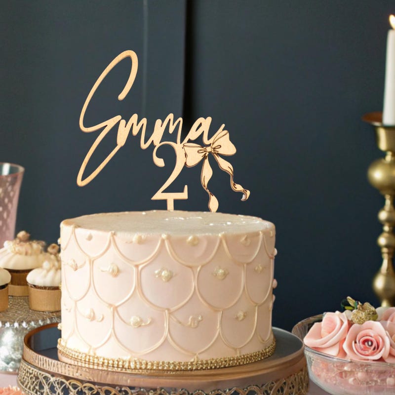 Coquette Bow Cake Topper - Etsy