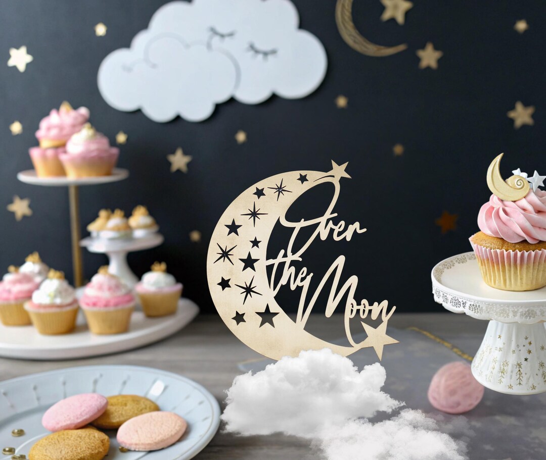 Over the Moon Baby Shower Decorations, Baby Shower Centerpiece, Moon ...