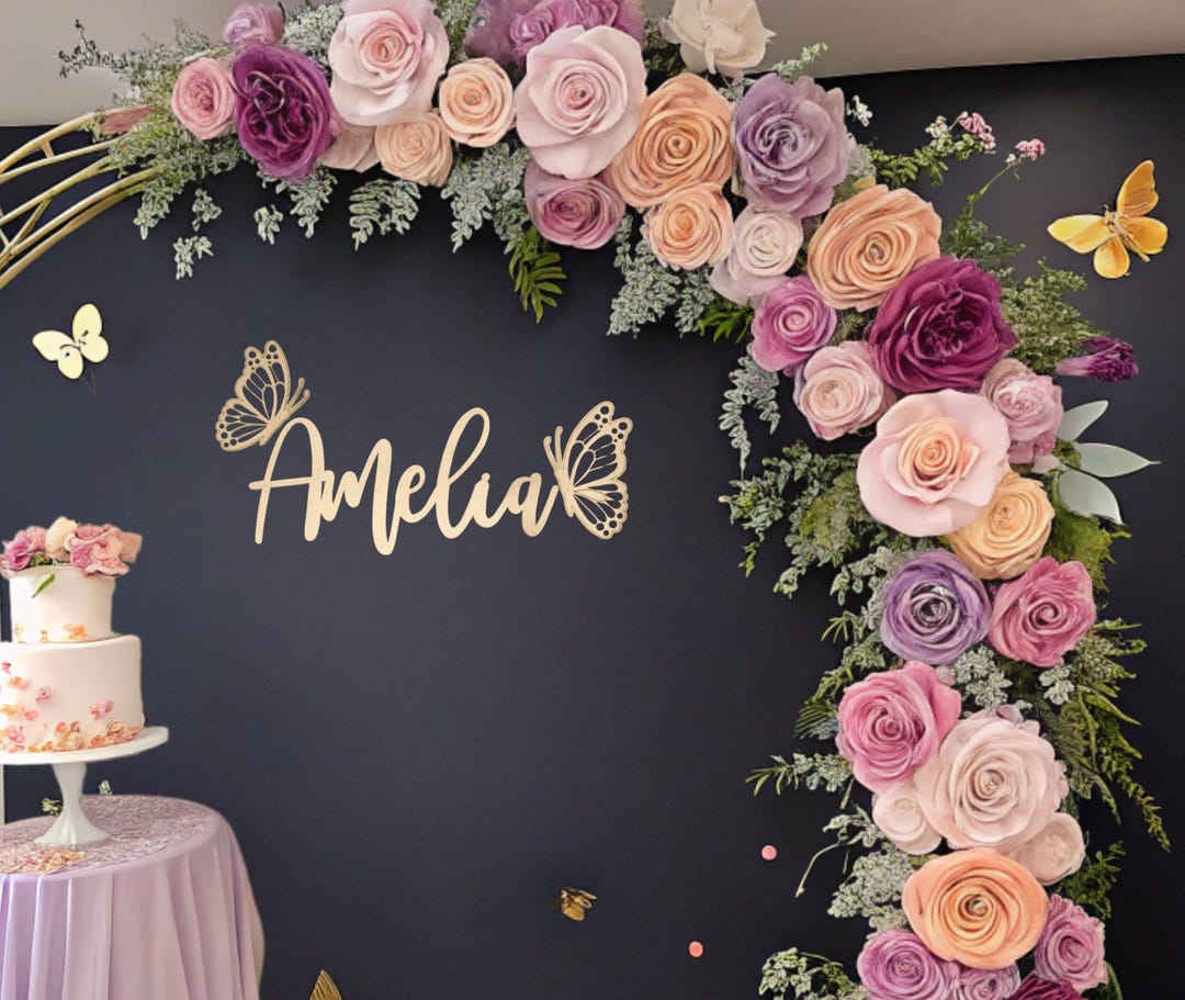 Butterfly Birthday, Birthday Custom Sign, Backdrop Name Sign ...