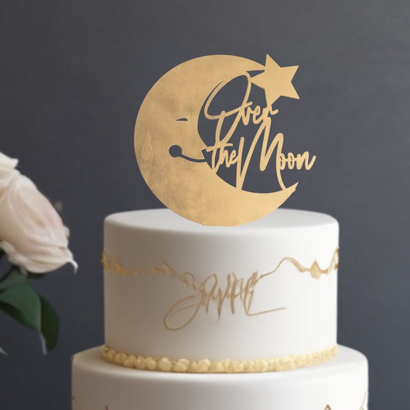 Moon and Star Cake Topper - Etsy