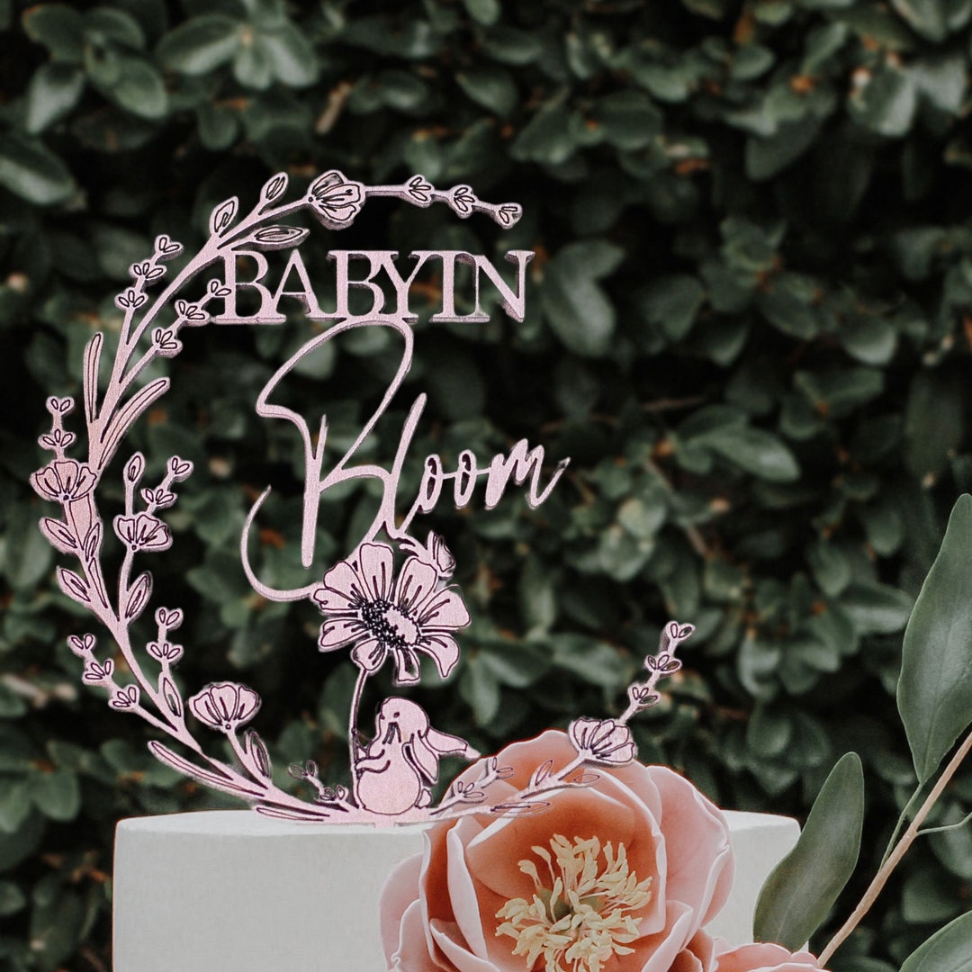 Baby in Bloom Baby Shower Cake Topper, Baby Shower Decor, Floral Baby ...