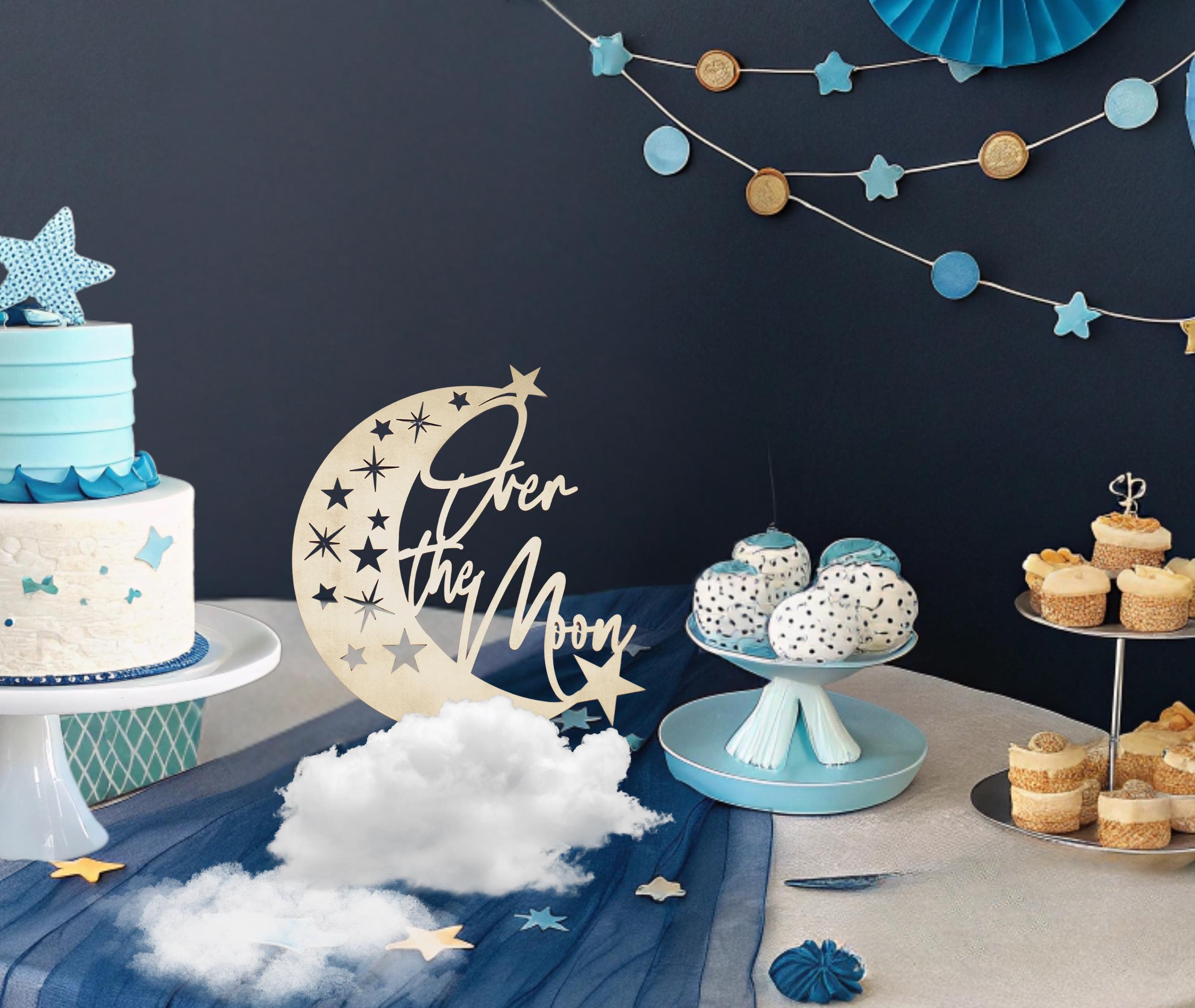 Over the Moon Baby Shower Decorations, Baby Shower Centerpiece, Moon ...
