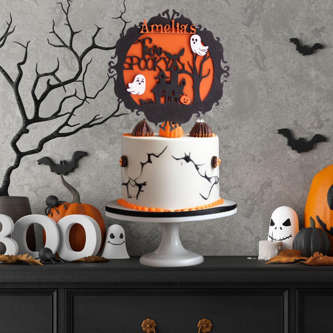Halloween Birthday, Two Spooky, Custom Cake Topper, Birthday Cake ...