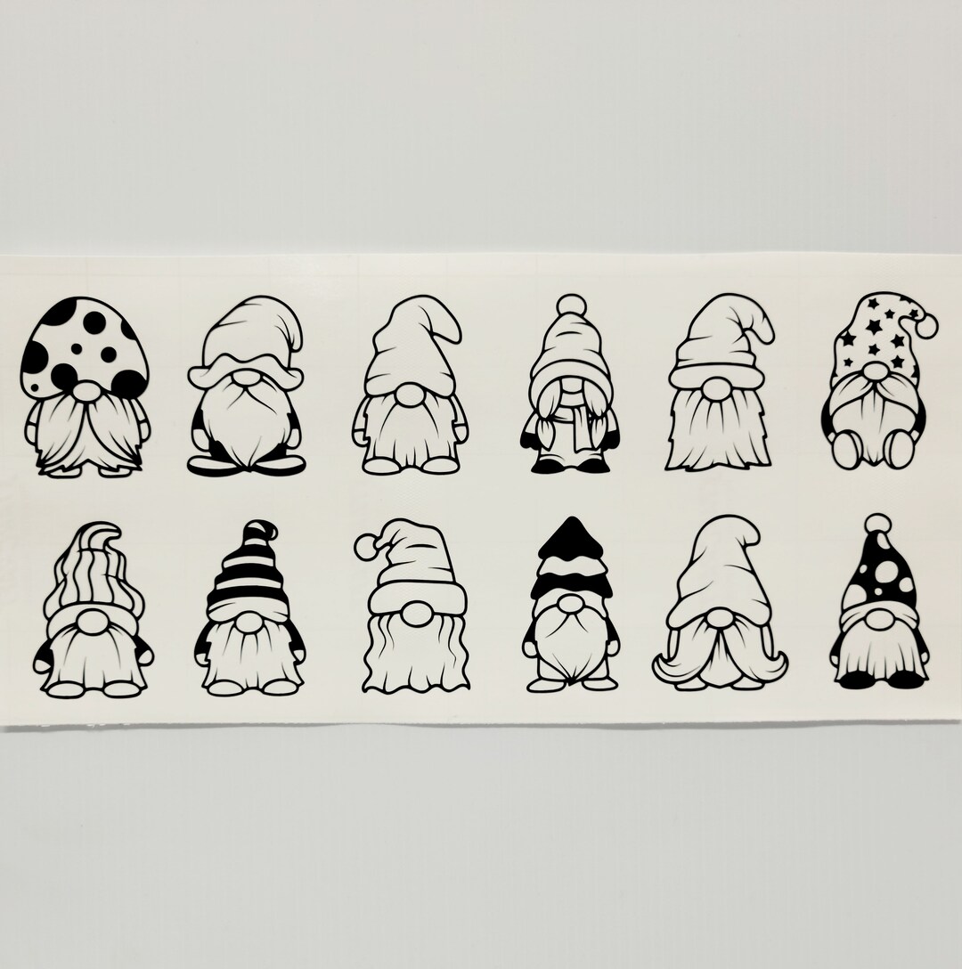 Set of 12 Gnomes Vinyl Decals Stickers Ornaments Tumblers Laptop Cell ...