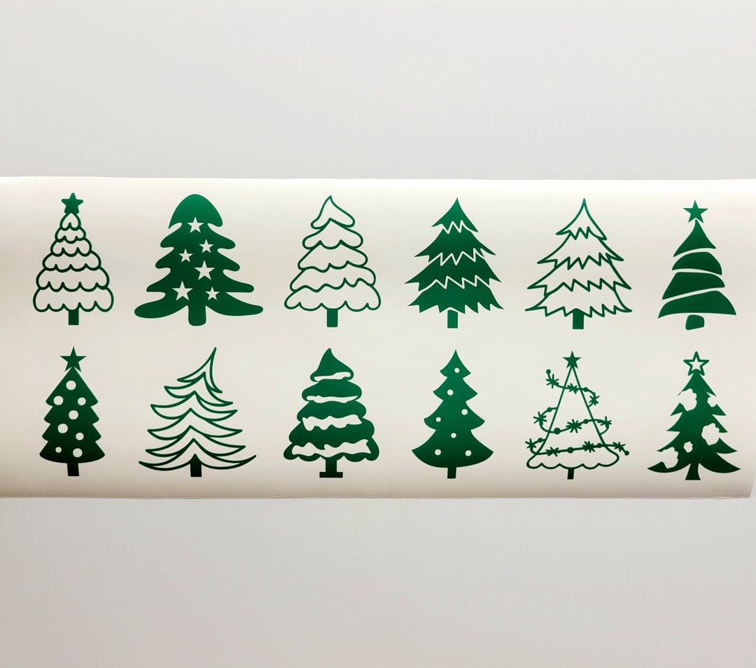 Set of 12 Winter Christmas Trees Vinyl Decals Stickers Ornament Tumbler ...