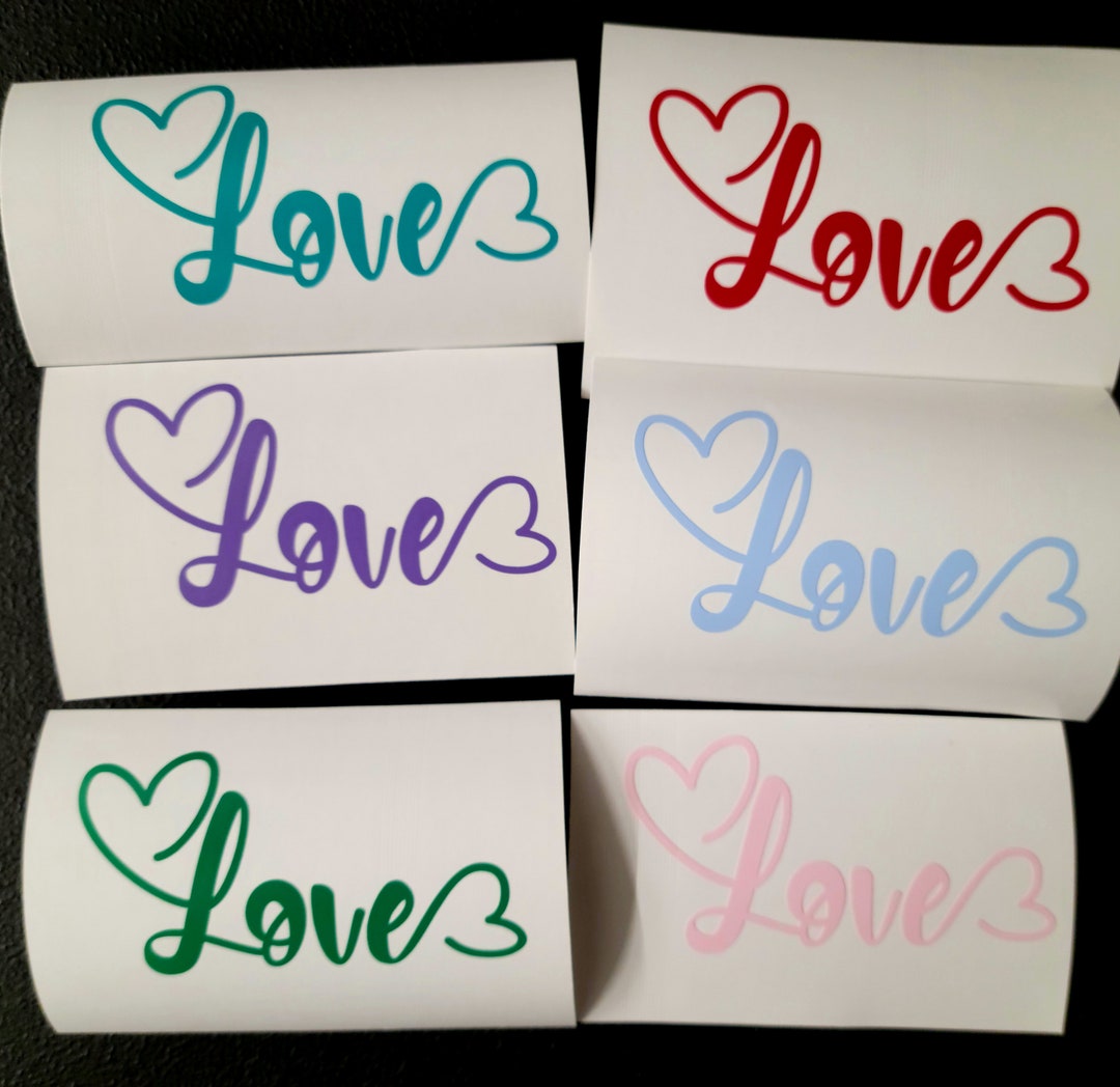 Heart LOVE Vinyl Decal Sticker Laptops Tumblers Cellphones Mirrors ...