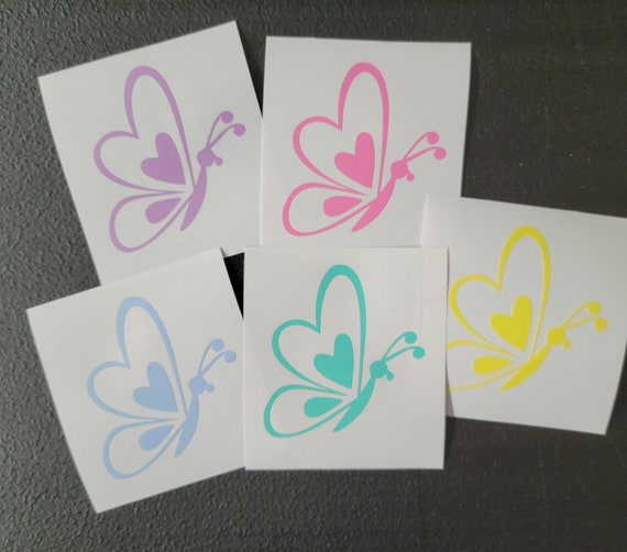Butterfly Heart Vinyl Decal Sticker Butterflies Many Colors - Etsy