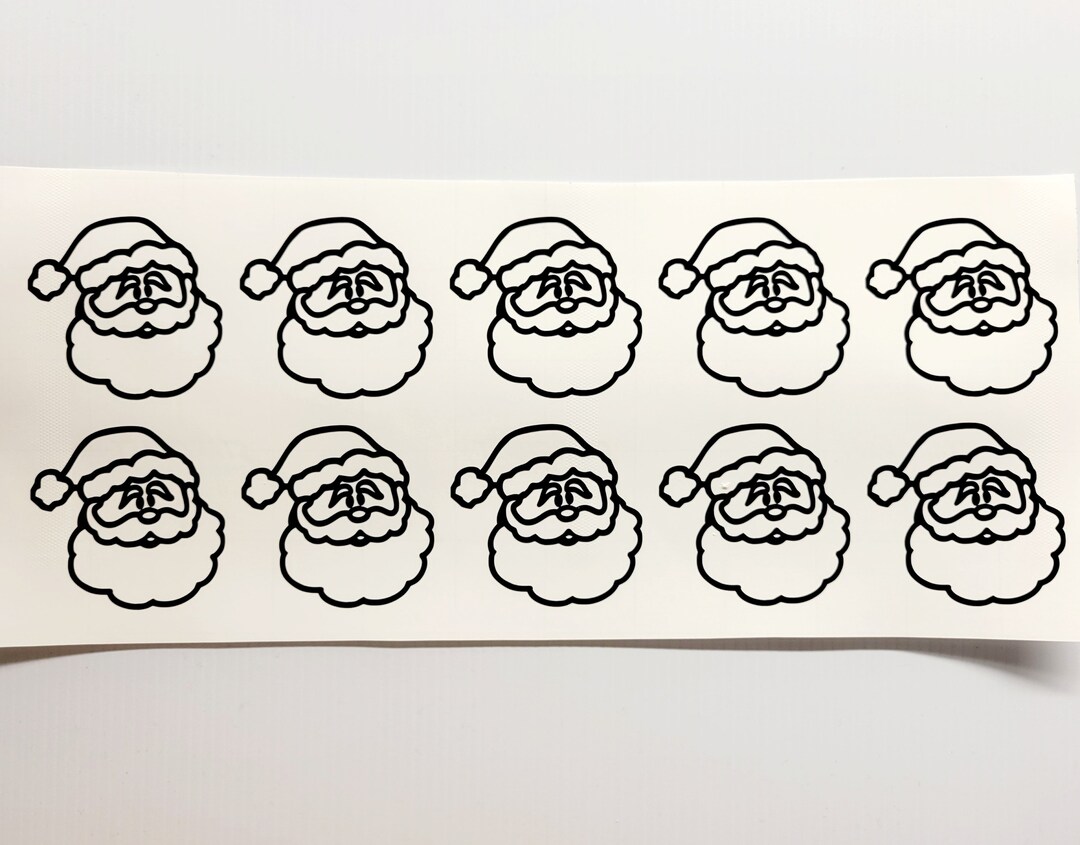 Set of 10 Santa Faces Vinyl Decals Stickers Christmas Holiday Ornaments ...