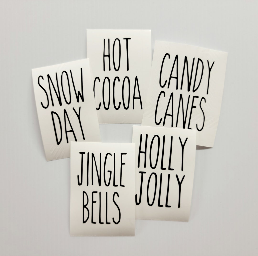 Set of 5 Winter Christmas Vinyl Decal Stickers Rae Dunn Inspired Font ...