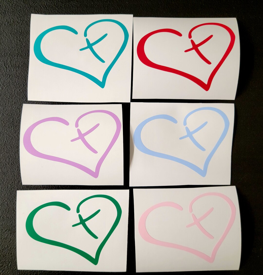 Heart With Cross Vinyl Decal Sticker Laptops Tumblers Cellphones ...