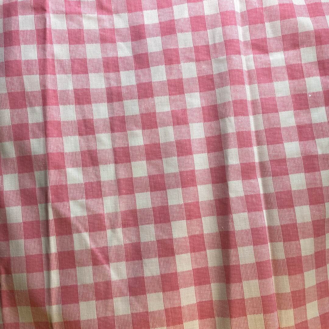 Vintage Sheet Full Fitted, White and Pink, Checkered, 50 Polyester/ 50 ...