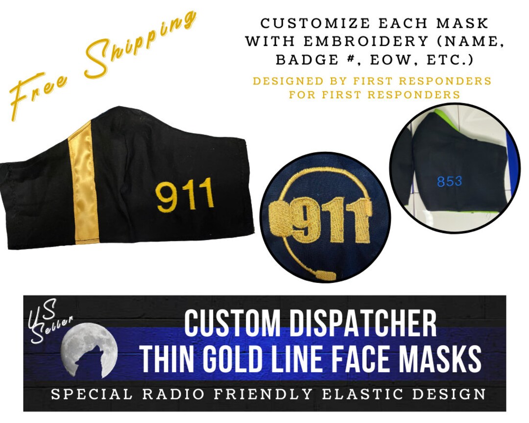 Thin Gold or Yellow Line Dispatcher Face Masks First - Etsy