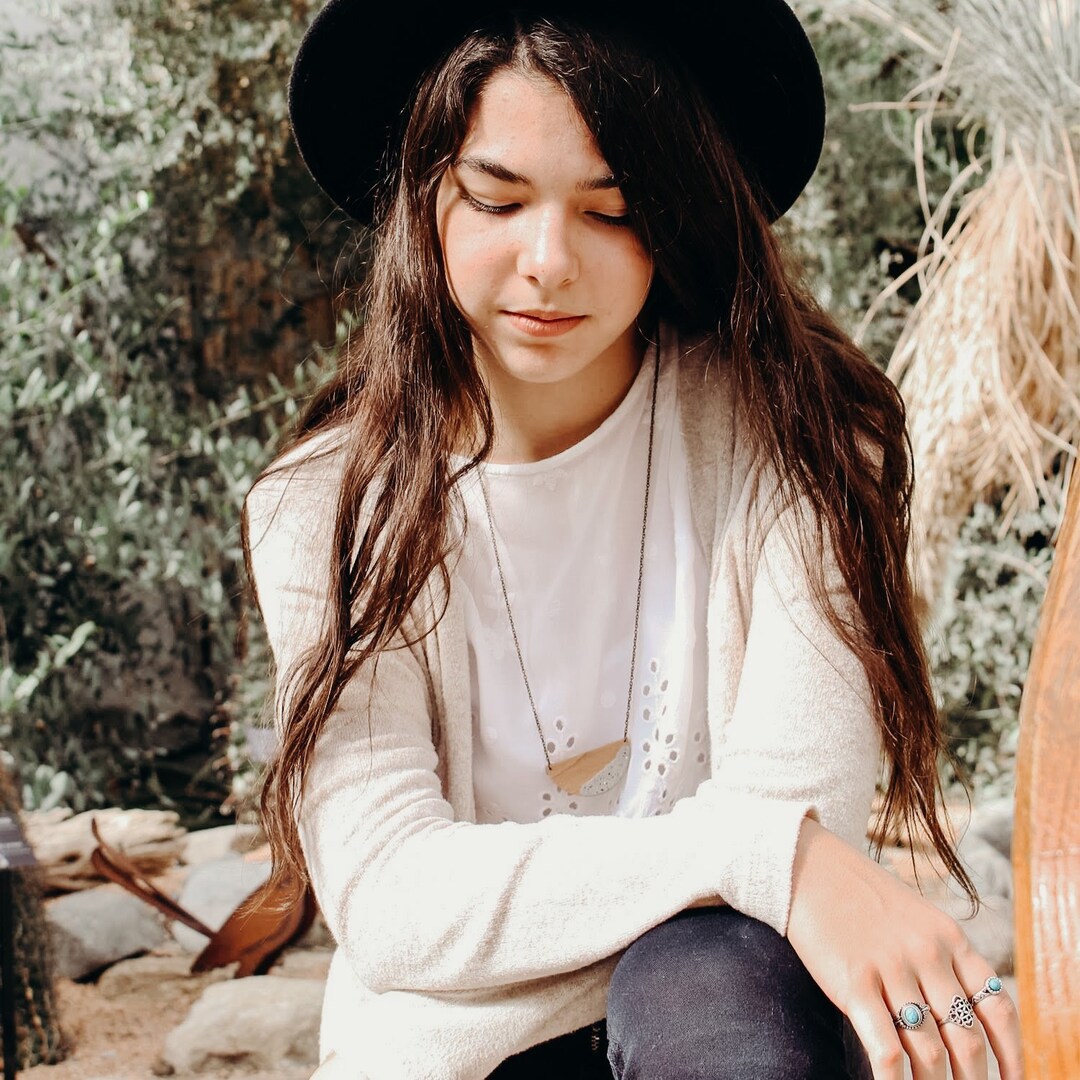 Large Half Moon Maple Wood and Concrete Necklace, Natural Layering ...