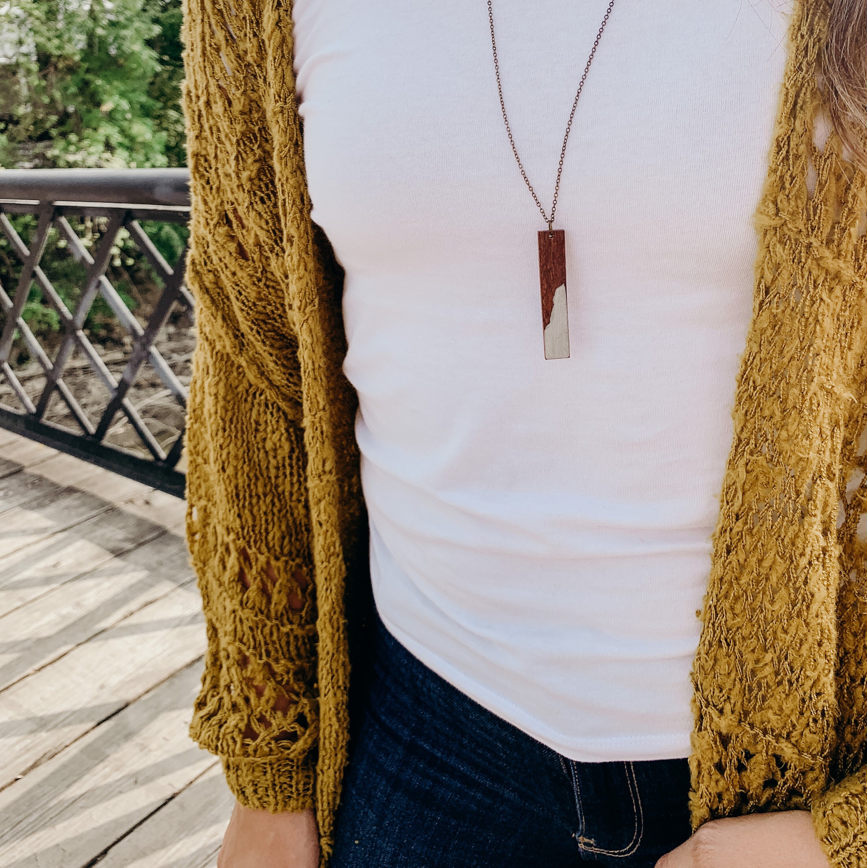 Simple and Straight Pendant Necklace Rosewood | Etsy