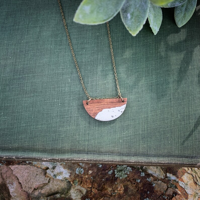 Small Half Moon Wood and Concrete Rosewood Natural Boho | Etsy