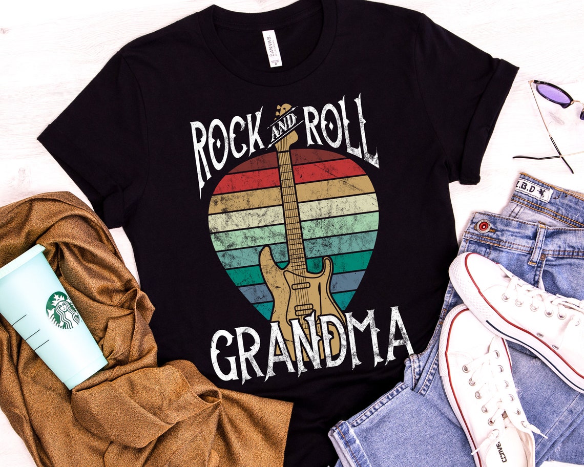 Rock & Roll Grandma Vintage Look Guitar Player Music Lover | Etsy
