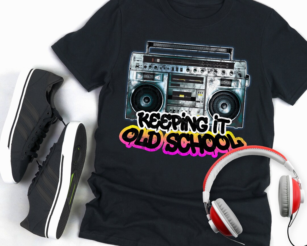 Keeping It Old School, Vintage Boombox Graffiti Tee, Music Lover Gift ...