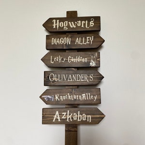 Storybook Directional Wood Decor Sign, Custom Witch & Wizard Halloween ...