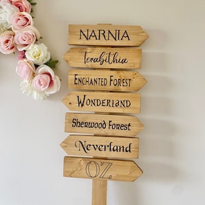 Storybook Directional Wood Decor Sign, Custom Witch & Wizard Halloween ...