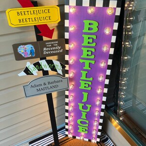 Beetle Juice Halloween Sign, Welcome Door Decor, Spooky Porch Leaner ...