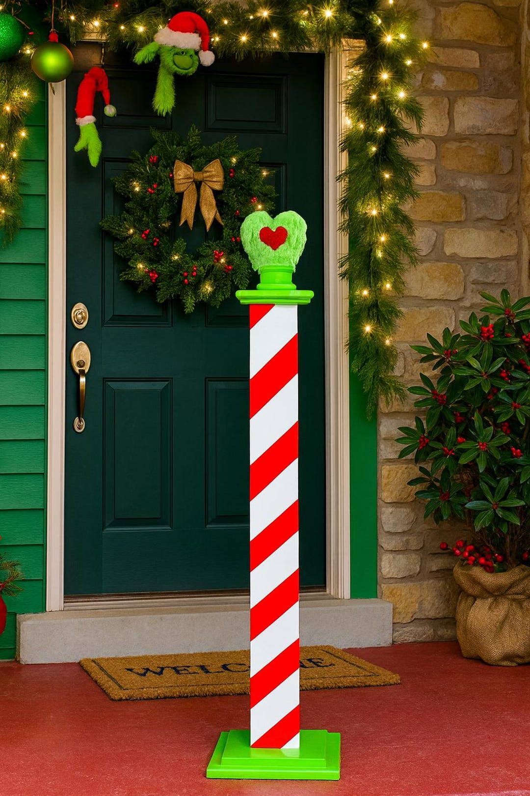 Merry Grinchmas Candy Cane Post, Whoville Sign Holder, Christmas ...