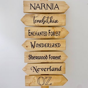 Storybook Directional Wood Decor Sign, Custom Witch & Wizard Halloween ...
