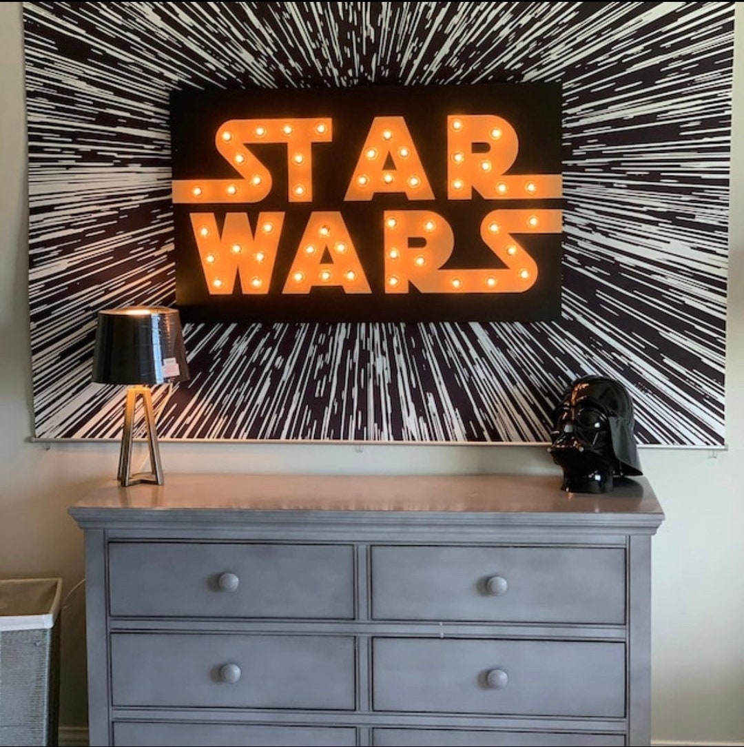 Large Star Wars Wall Decor Art, Marquee Style Logo Lights Party ...