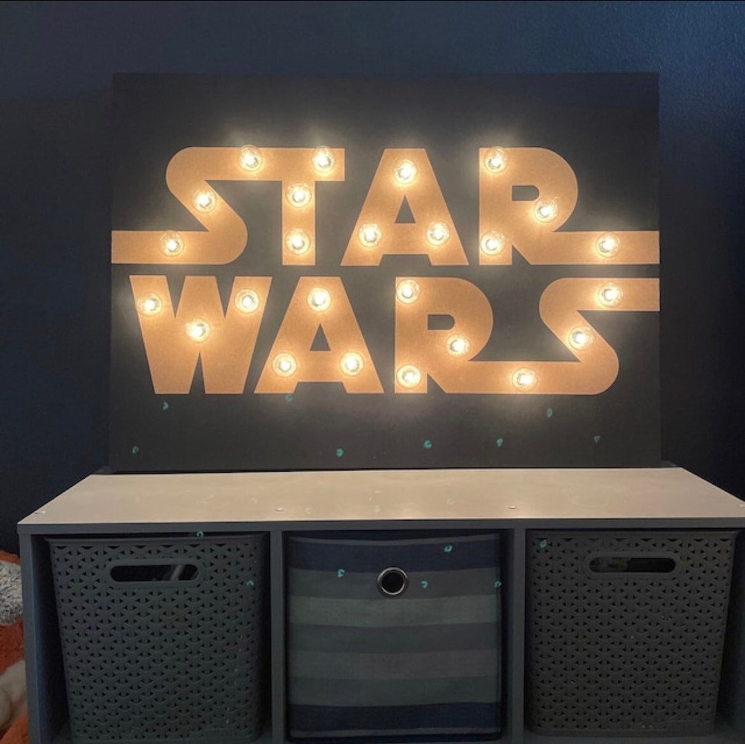 Star Wars Wall Decor Art, Marquee Style Logo Lights | Party Decoration ...