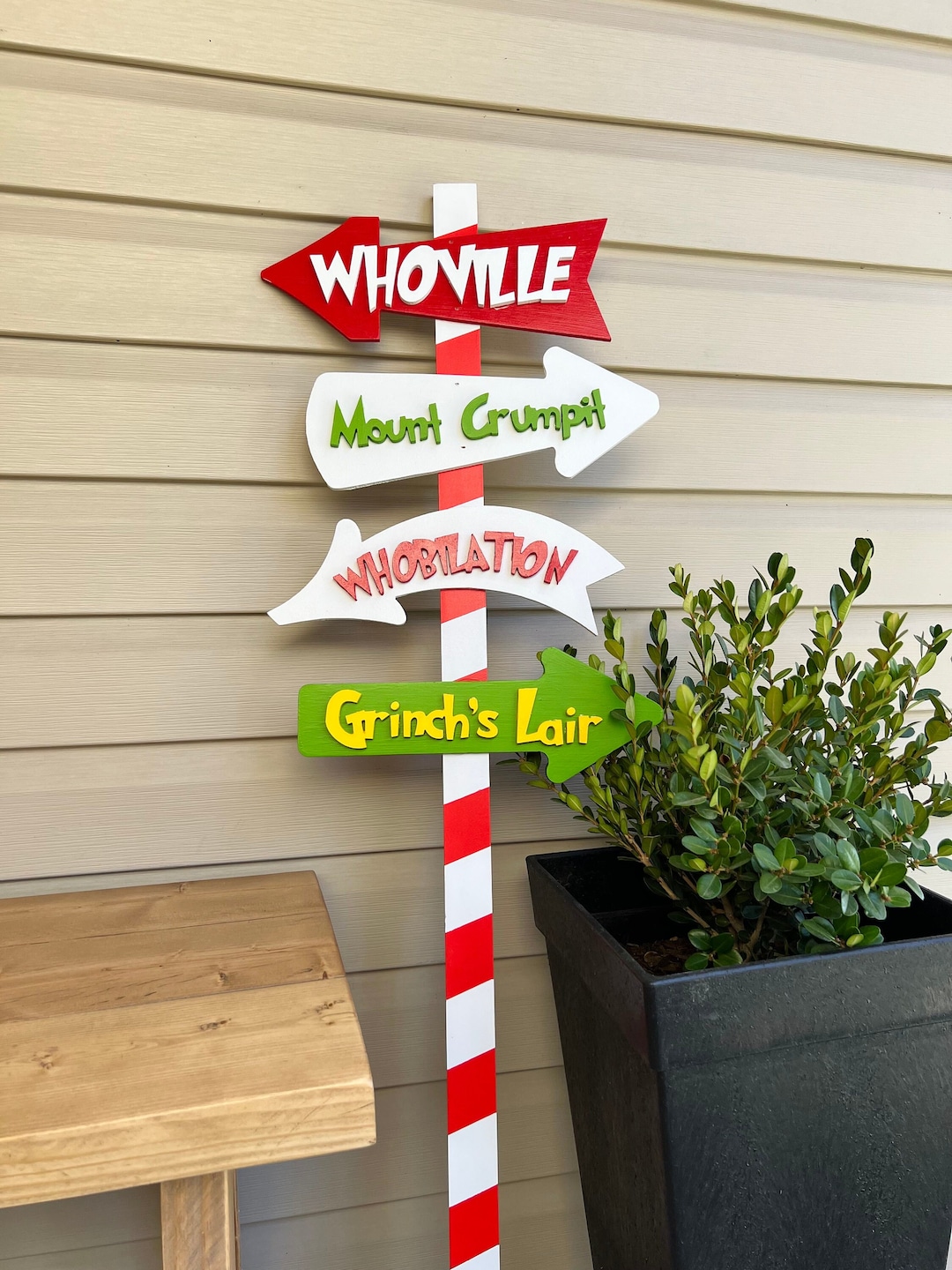 Christmas Grinch Directional Sign, Whoville Decoration, Holiday Decor ...